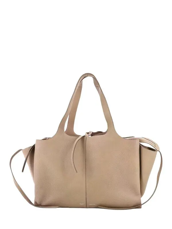 Celine Tri-fold Grained Calfskin Medium Shoulder Bag - Neutrals