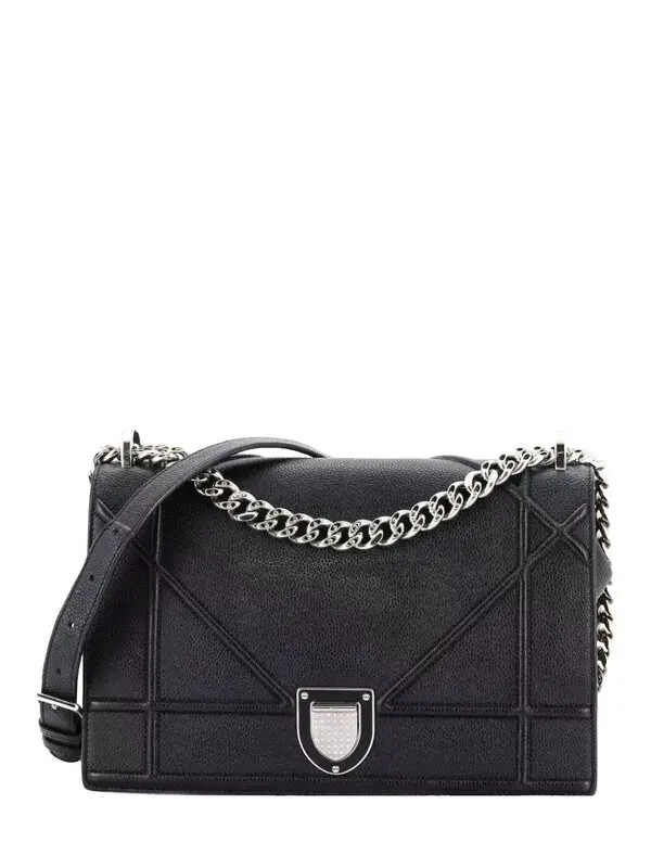 Dior Diorama Flap Bag Grained Calfskin Medium - Black