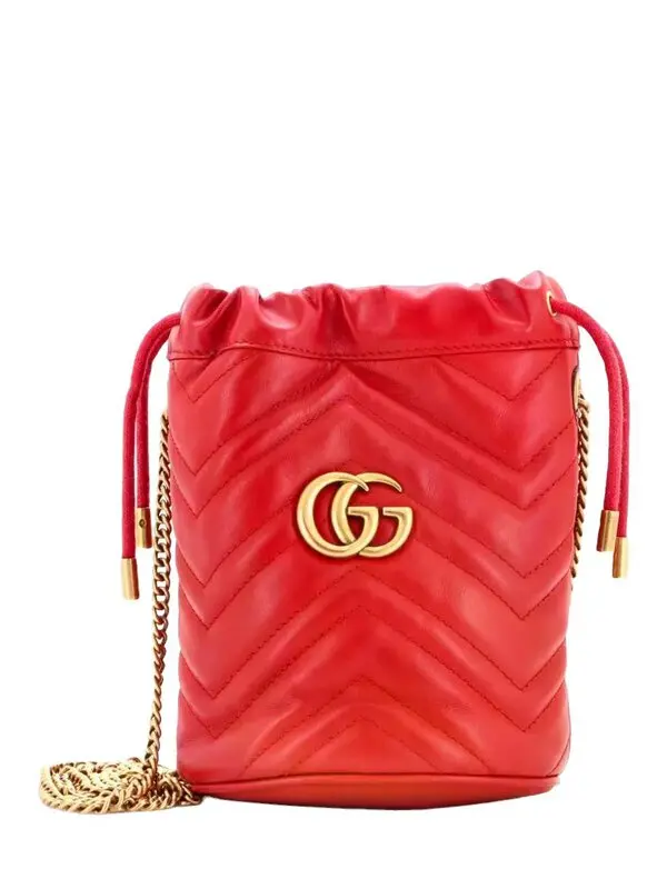 Gucci Gg Marmont Matelasse Leather Mini Bucket Bag - Red