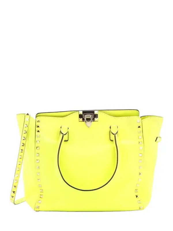 Valentino Garavani Rockstud Rigid Leather Medium Tote Bag - Yellow