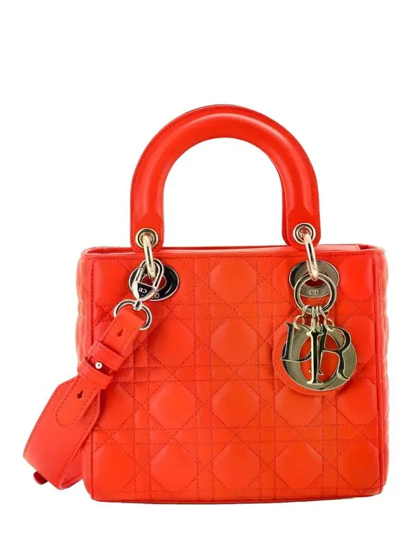 Dior My Abcdior Lady Cannage Quilt Lambskin Crossbody Bag - Orange