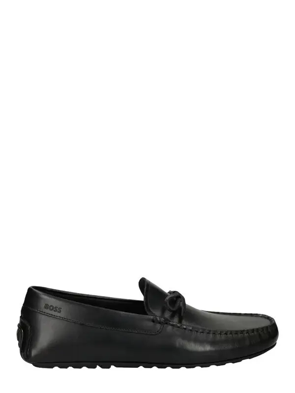 BOSS Boat Shoes With Bow Detail - Black