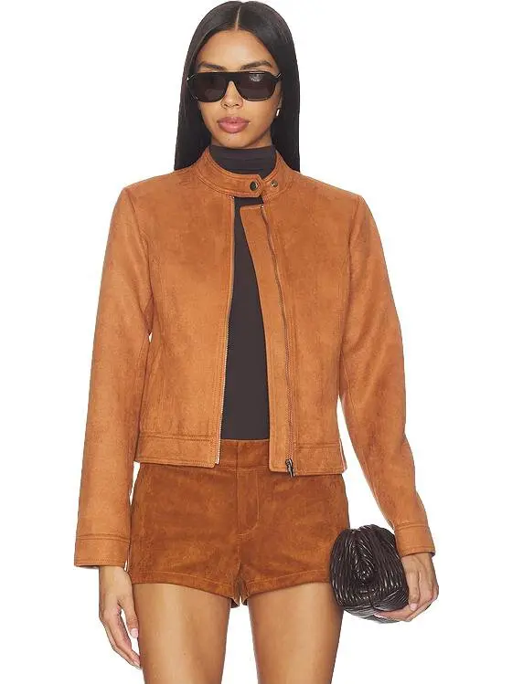 NIA Effie Moto Jacket Faux Suede - Tan