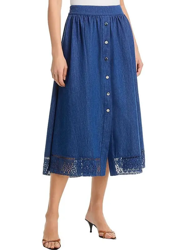 Elie Tahari Laylee Denim Skirt - Dark Denim