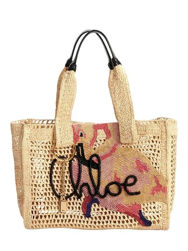 Chloé Raffia Tote Bag - Pink