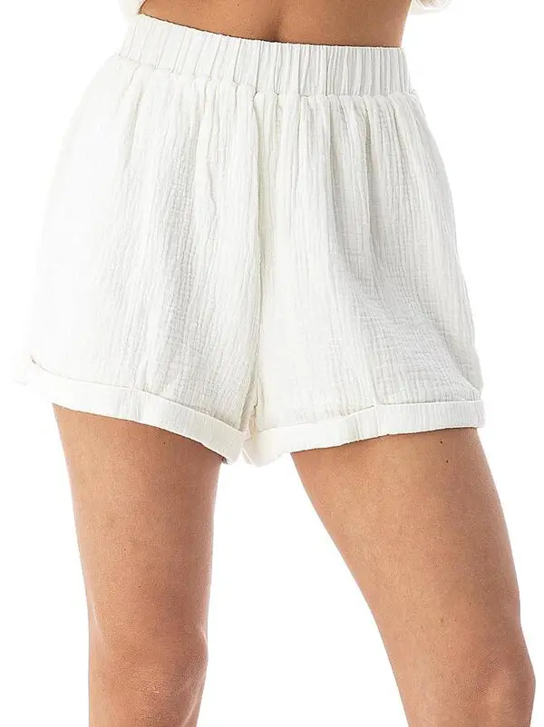 Heaven Jack Textured Pull-on Shorts - White