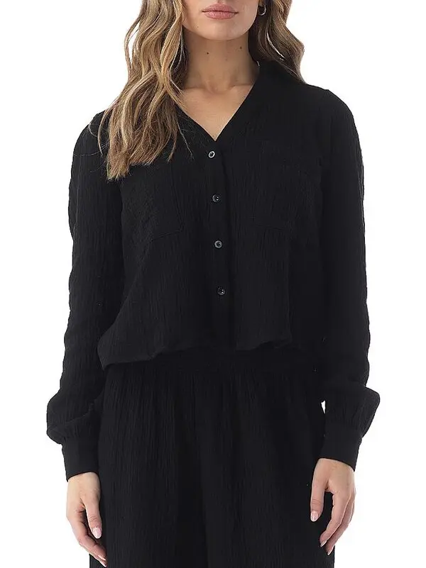 Heaven Textured Button-up Shirt - Black