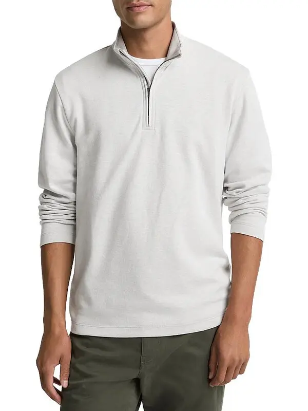 Vince Cotton Blend Quarter Zip Pullover - Off White/jet