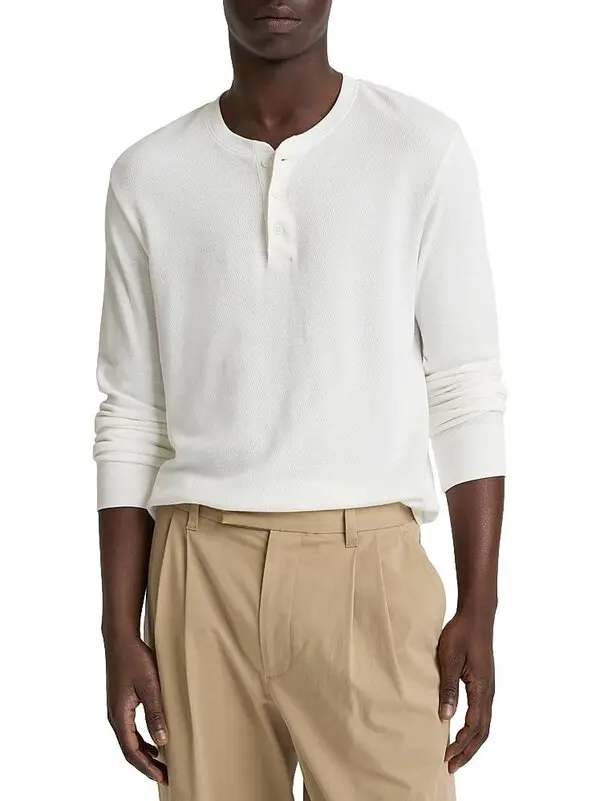 Vince Jacquard Rib Long Sleeve Henley - Off White