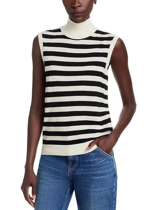 BOSS Fipini Wool Sleeveless Sweater - Monochrome Stripe