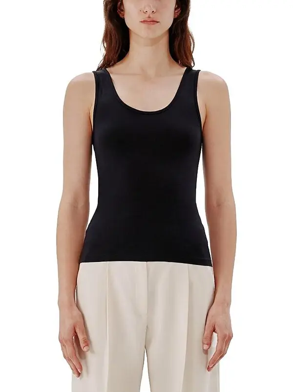 Another Tomorrow Slim Tank Top - Black