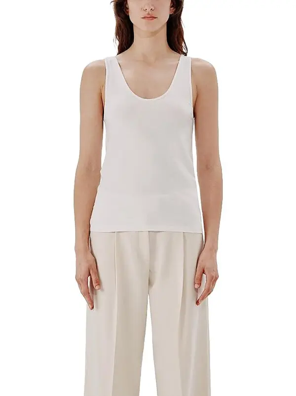 Another Tomorrow Slim Tank Top - White