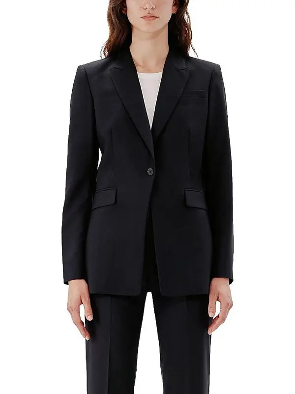 Another Tomorrow Single-button Blazer - Black