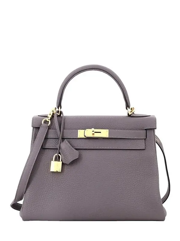 HERMES Kelly 28 Handbag With Gold Hardware - Gris Meyer