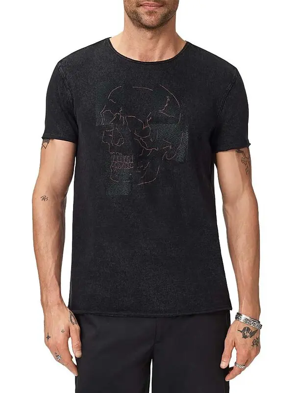 John Varvatos Raw Edge Skull Graphic T-shirt - Black