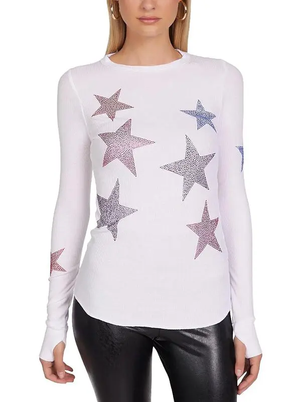Lauren Moshi Mckinley Star Applique Top - White