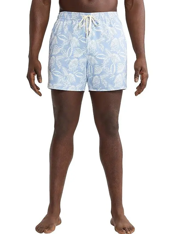 FAIR HARBOR Bungalow Printed Swim Trunks - Sky Blue Leaves