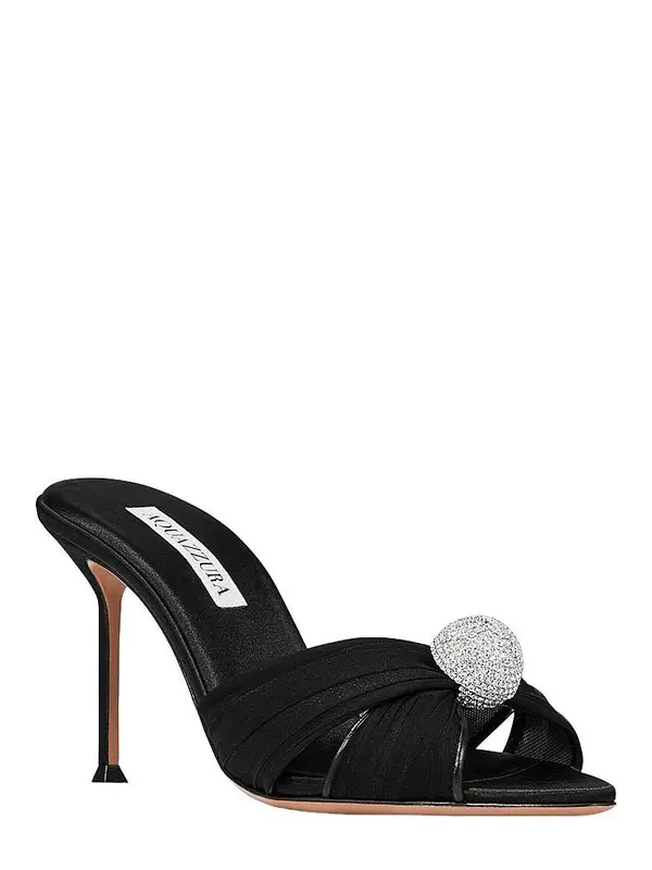 AQUAZZURA Embellished Stiletto Mules - Black