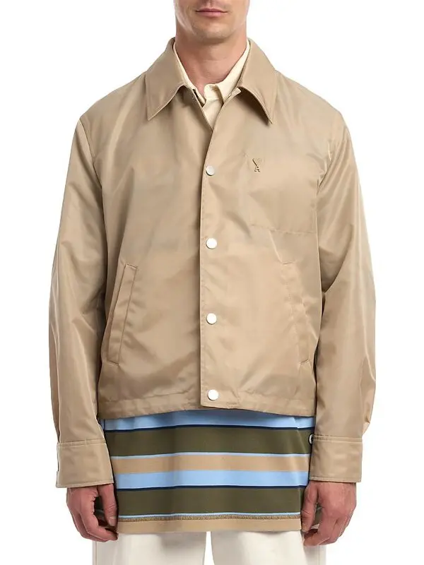 Ami Water Repellent Button Jacket - Beige Taupe