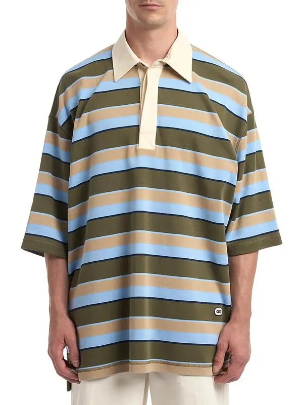 AMI Paris Oversize Fit Stripe Polo Shirt - Multi