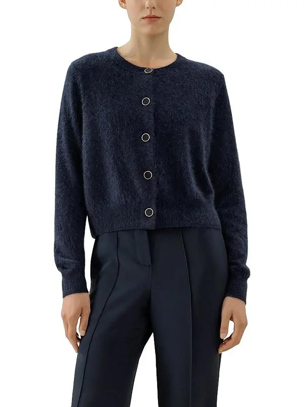 Lilysilk Brushed Cashmere Cardigan - Navy Blue