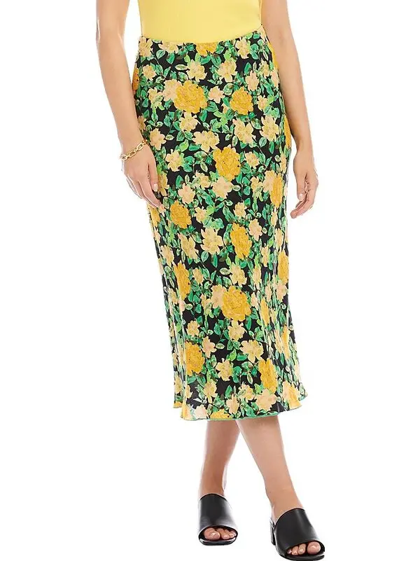 Karen Kane Bias Cut Midi Skirt - Floral