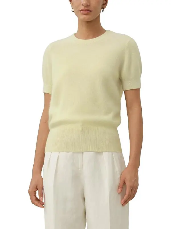 Lilysilk Brushed Cashmere Short-sleeve Sweater - Lemon Yellow