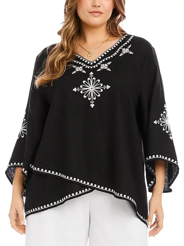 Karen Kane Asymmetric Top - Black/ Off White