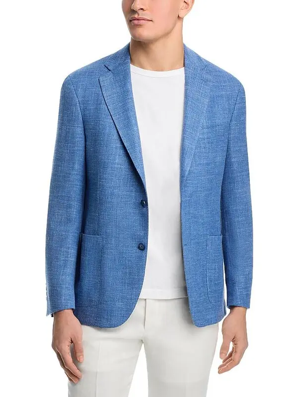 Vince Wool, Silk And Linen Textured Slim Fit Sport Coat - Blue