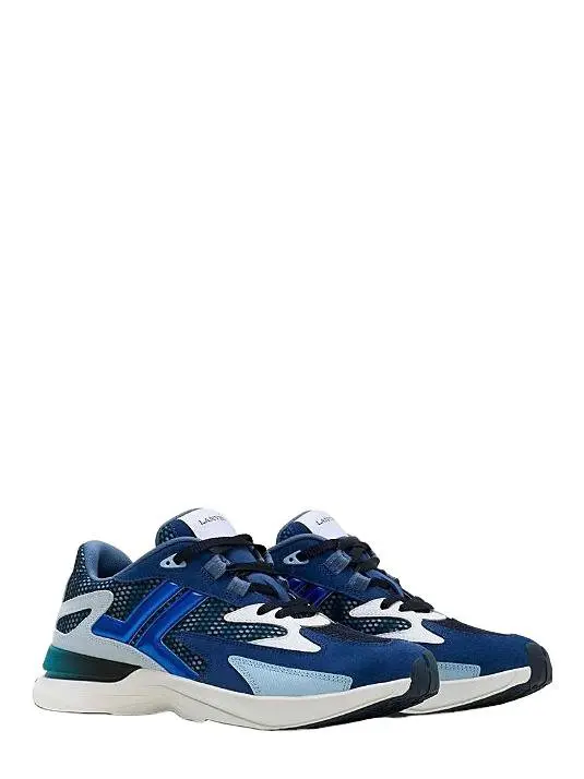 LANVIN Jla Mesh & Metallic Leather Sneakers - Dark Blue/light Blue