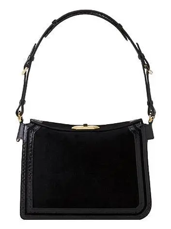 LANVIN Compagnon Small Asymmetrical Bag With Python Finish - Black/black