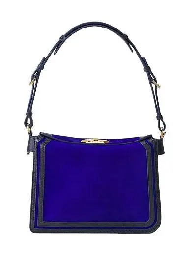 LANVIN Compagnon Small Asymmetrical Bag With Python Finish - Electric Blue/dark Blue