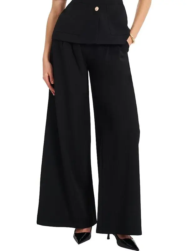 MISS CIRCLE Aleeza Wide Leg Suit Pants - Black