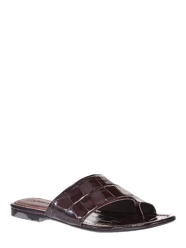 Madewell Maycie Croc Embossed Slides - Coffee Bean