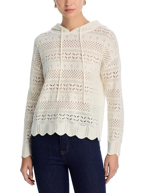 Bloomingdale'S Pointelle Hoodie Sweater - Ivory