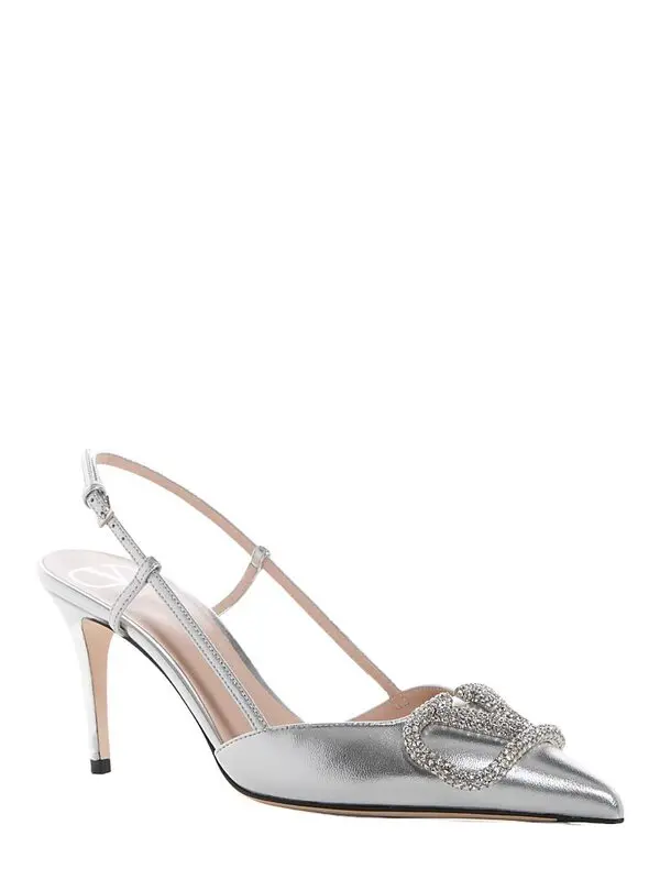 Valentino Garavani Vlogo Glow Slingback Pumps - Silver