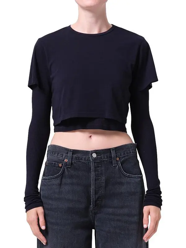 AGOLDE Romily Cropped Tee - Blackened