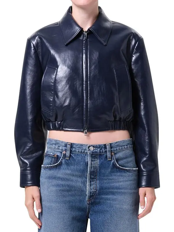 AGOLDE Nahla Cropped Jacket - Navy