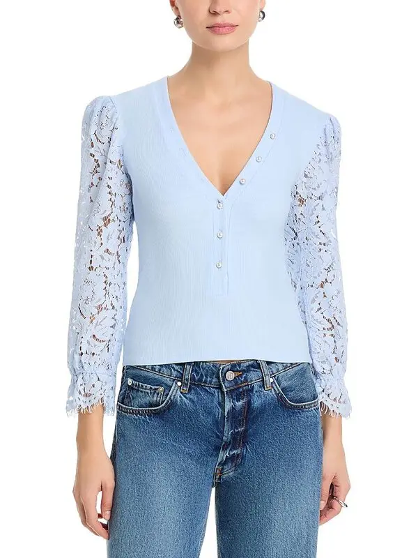Generation Love Mckenna Lace Top - Light Blue