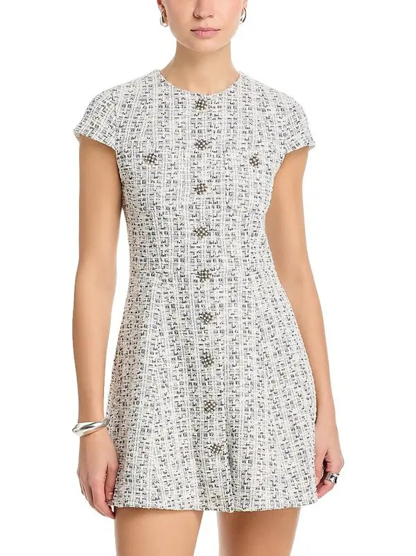 Alice + Olivia Shiloh Cap-sleeve Dress - Black/off White