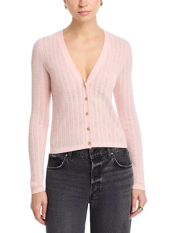 Alice + Olivia Gwen Slim V Neck Cardigan - English Rose