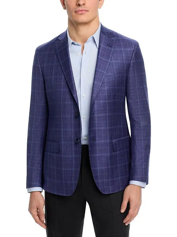 Bloomingdale'S Regular Fit Plaid Jacket - Purple/ Blue