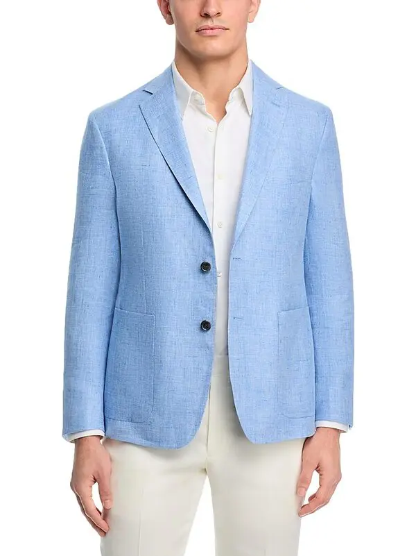 Bloomingdale'S Linen Melange Regular Fit Jacket - Light Blue