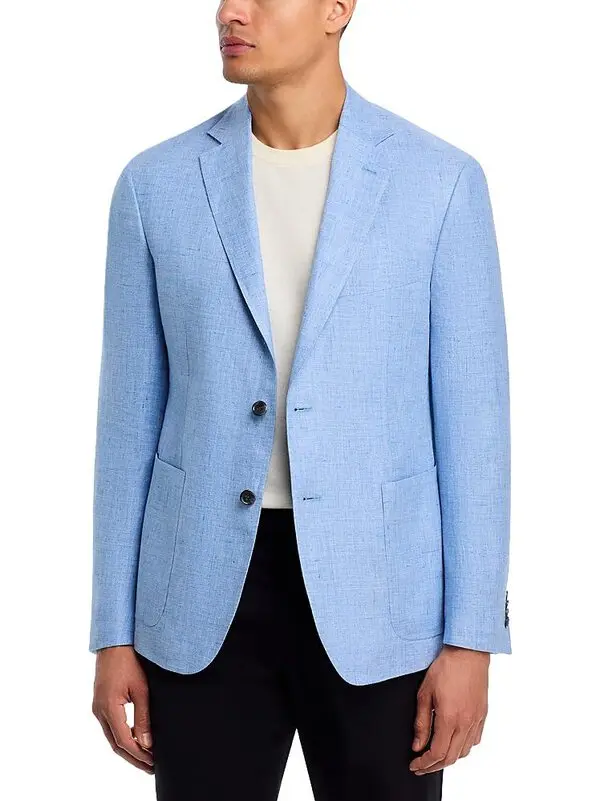 Bloomingdale'S Linen Melange Regular Fit Jacket - Light Blue