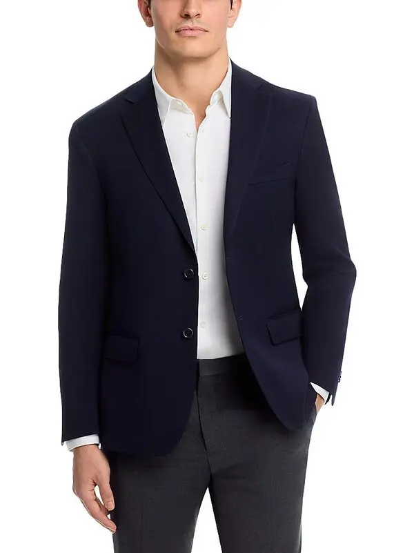 Bloomingdale'S Textured Solid Regular Fit Classic Jacket - Navy