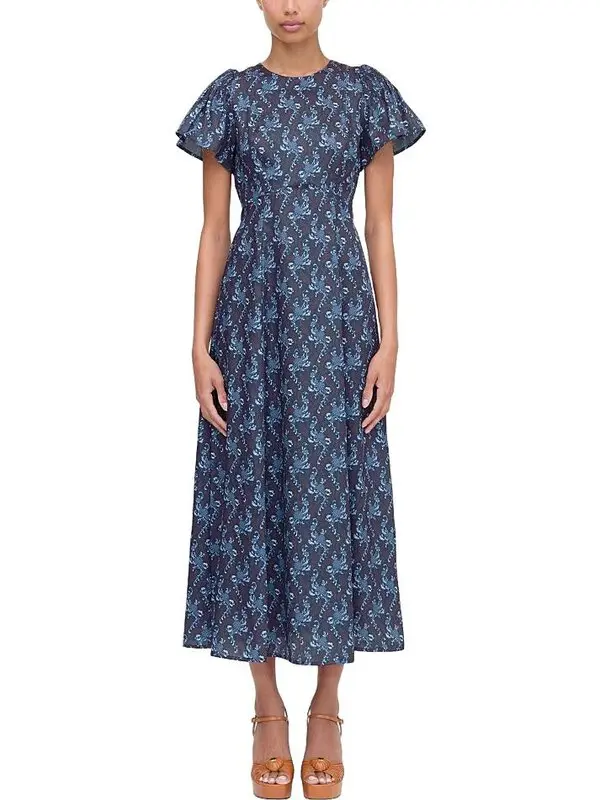 Hill House Home The Dominique Midi Dress - Navy Cala Paisley