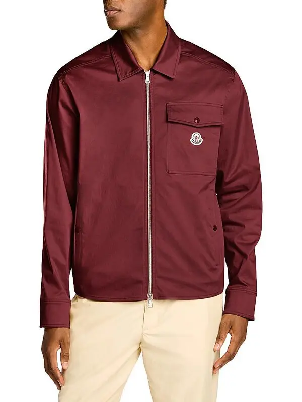 Moncler Cotton-blend Gabardine Shirt Jacket - Dark Red