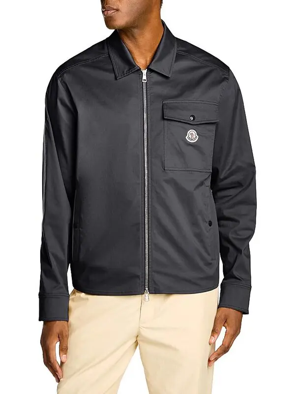 Moncler Cotton-blend Gabardine Shirt Jacket - Navy