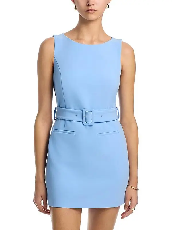 French Connection Azra Twill Belted Mini Dress - Blue Hydrangea