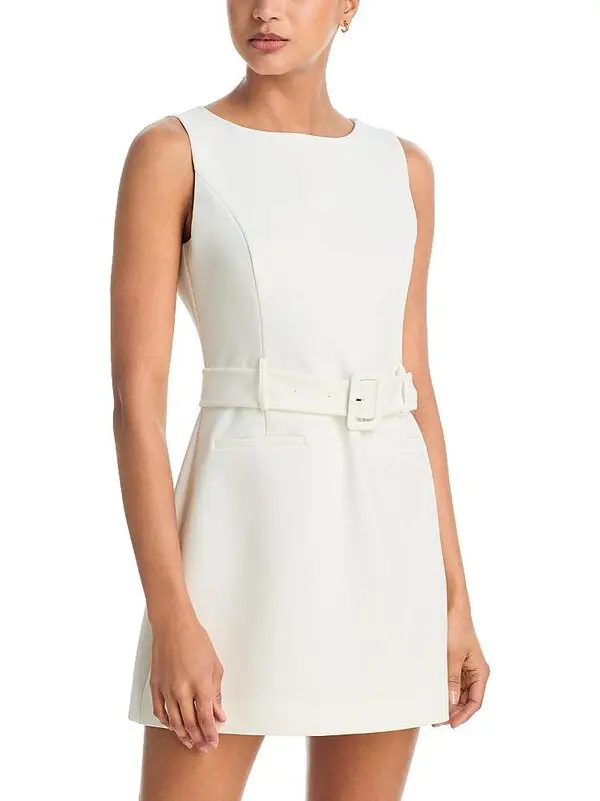 French Connection Azra Twill Belted Mini Dress - Summer White